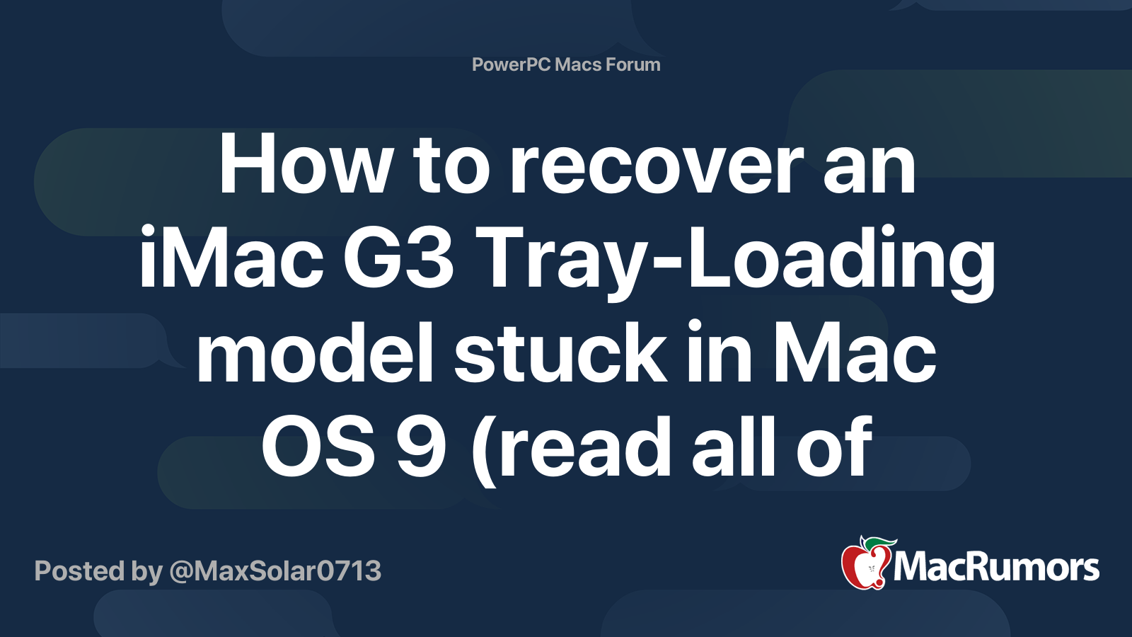 How to recover an iMac G3 Tray-Loading model stuck in Mac OS 9 (read ...