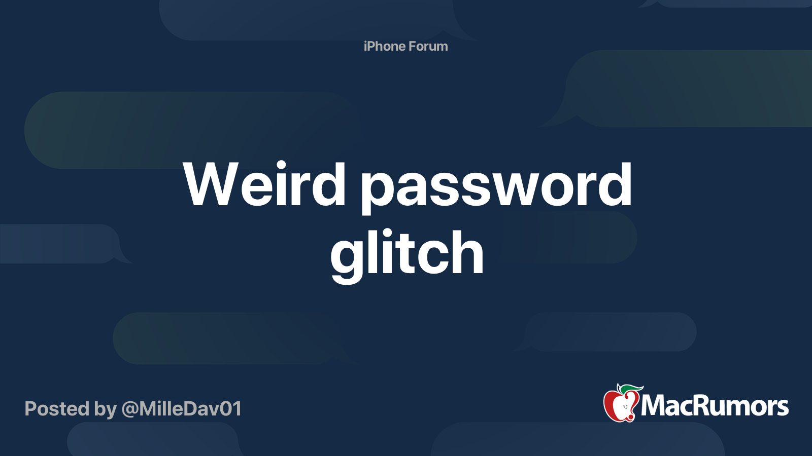 Weird password glitch | MacRumors Forums