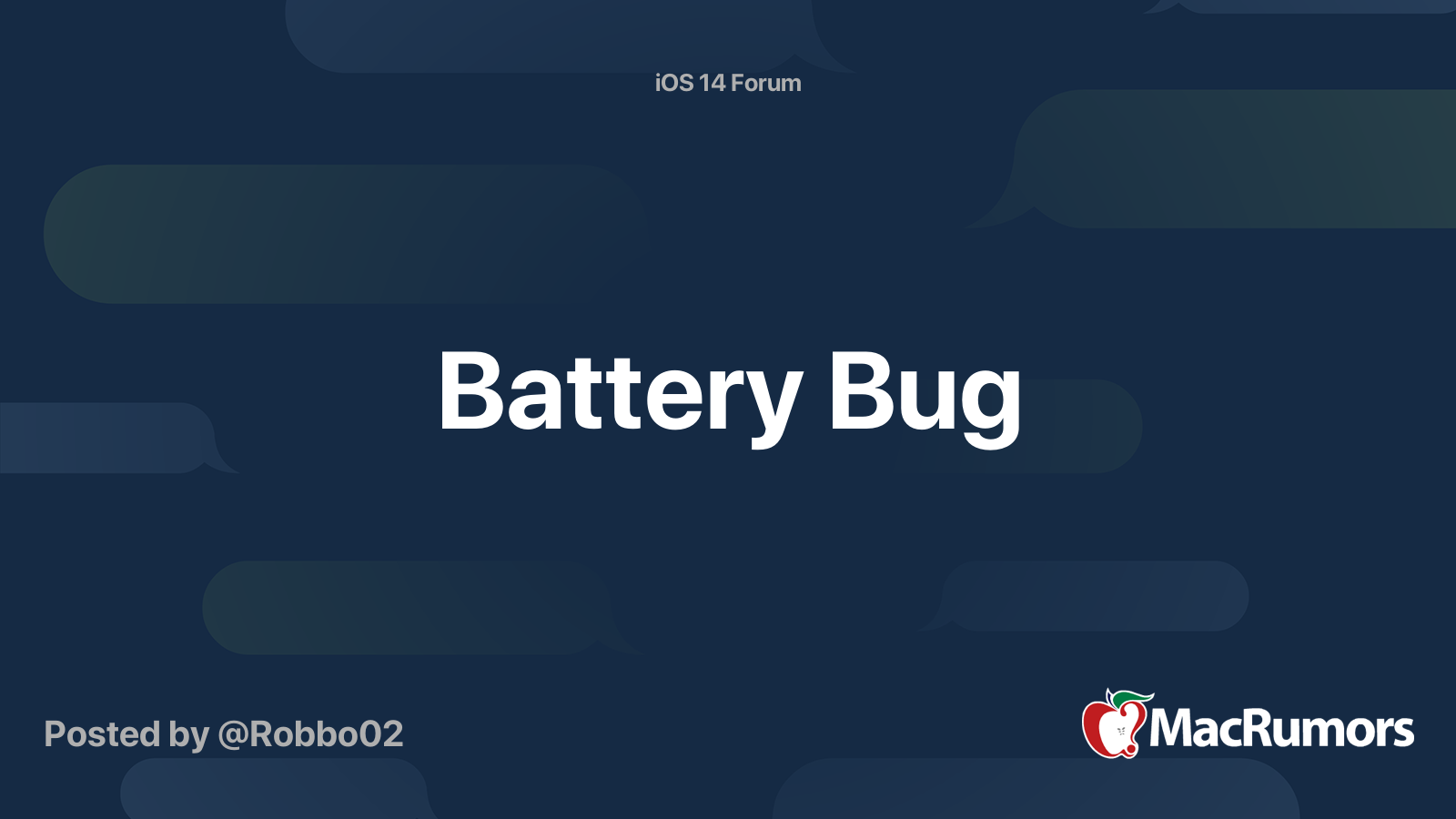 Battery Bug | MacRumors Forums