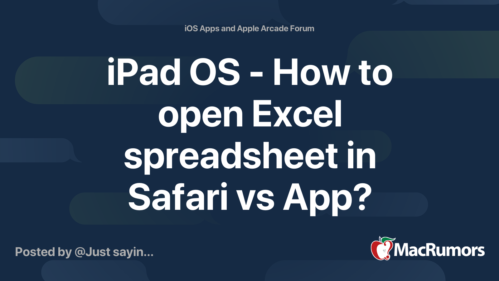 iPad OS - How to open Excel spreadsheet in Safari vs App? | MacRumors ...