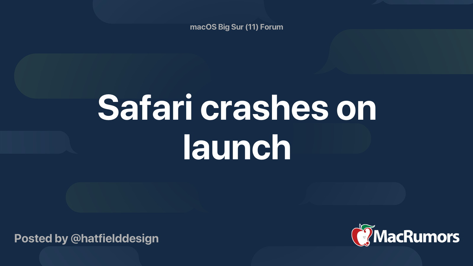 Safari crashes on launch | MacRumors Forums