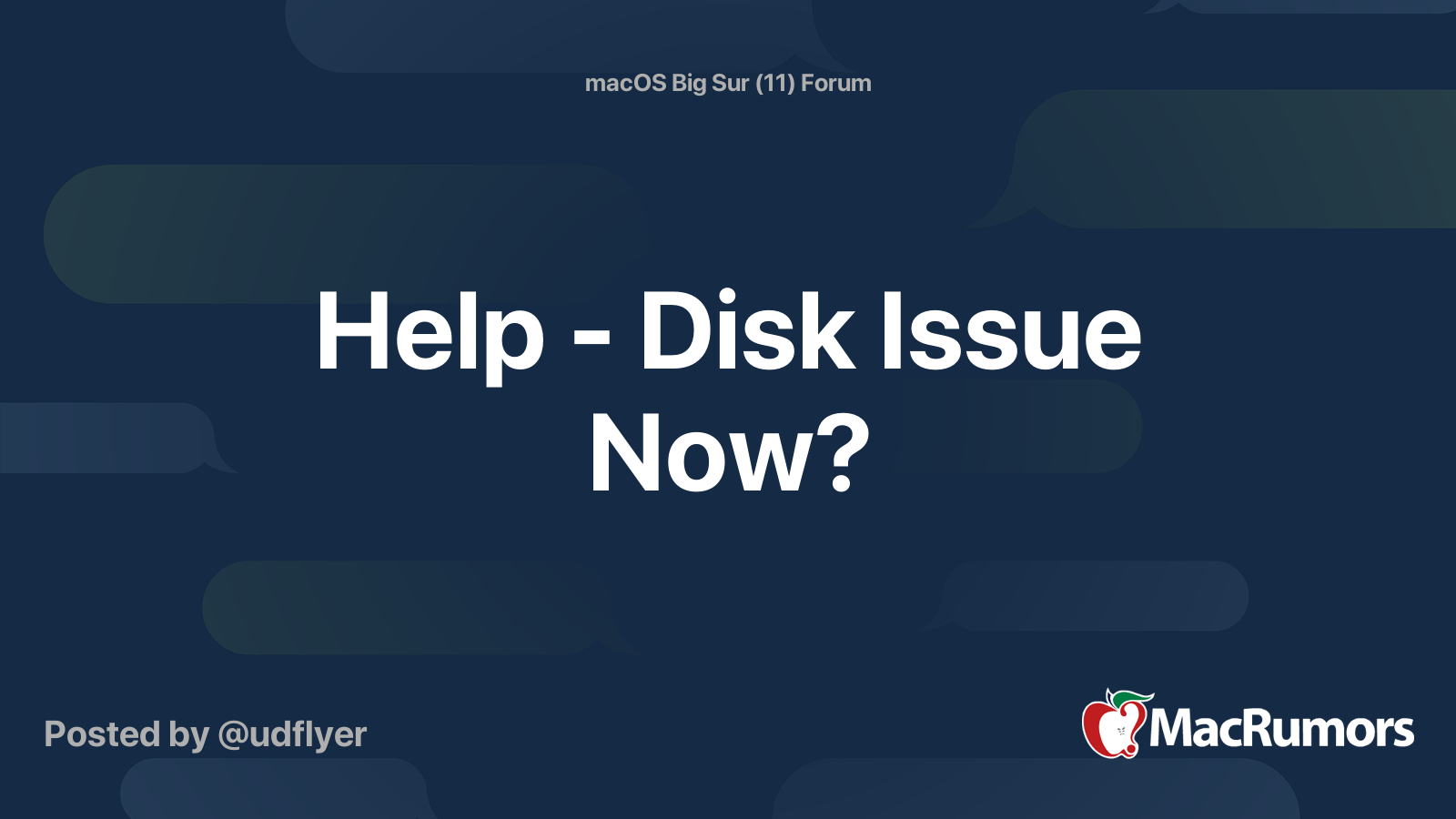 Help Disk Issue Now Macrumors Forums