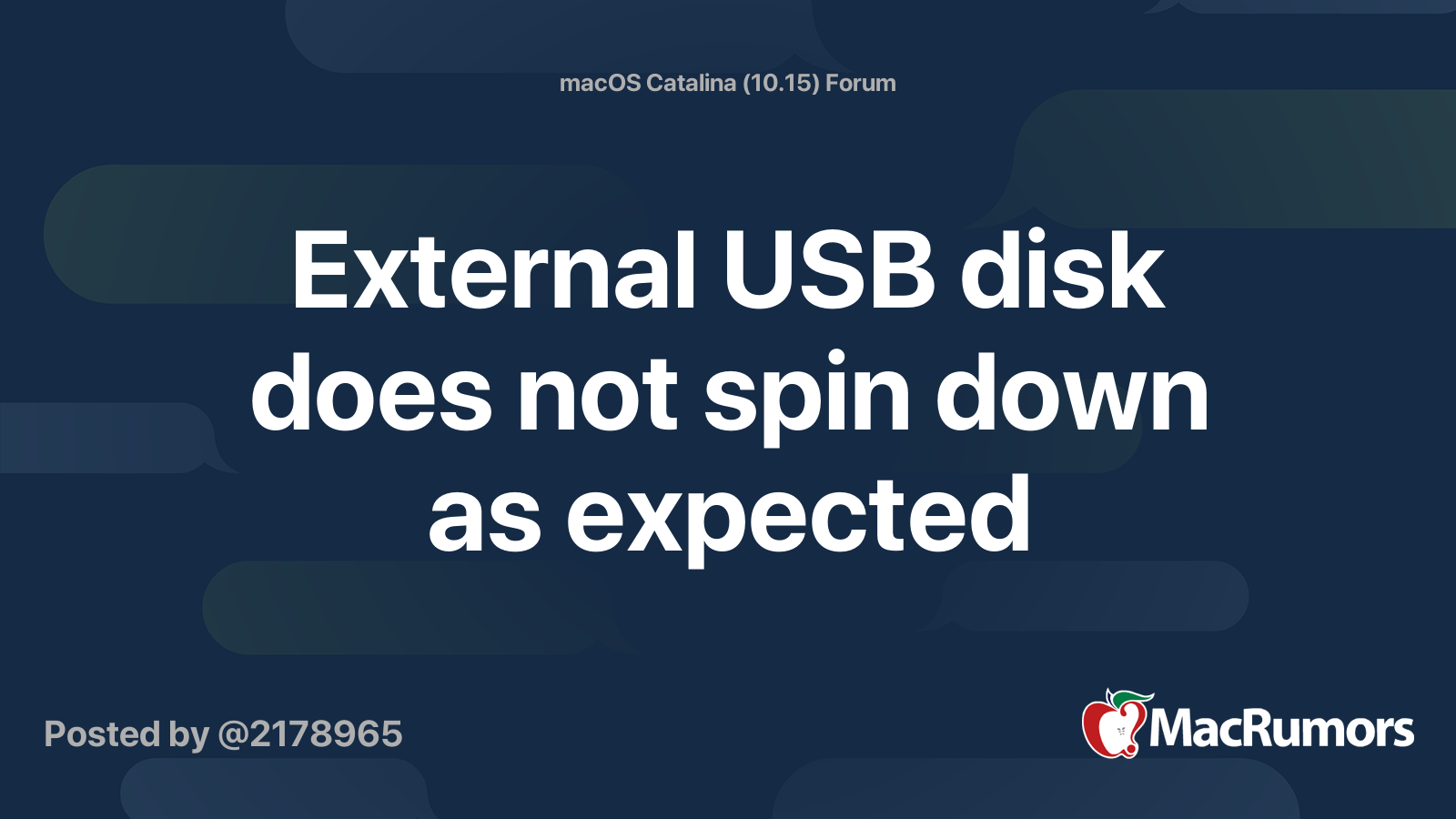 External USB disk does not spin down as expected | MacRumors Forums