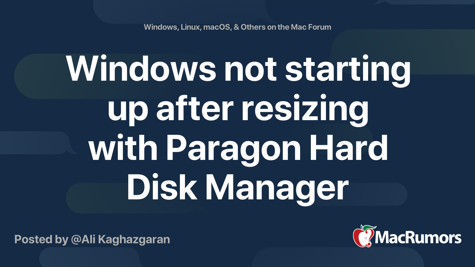 Windows not starting up after resizing with Paragon Hard Disk Manager | MacRumors Forums