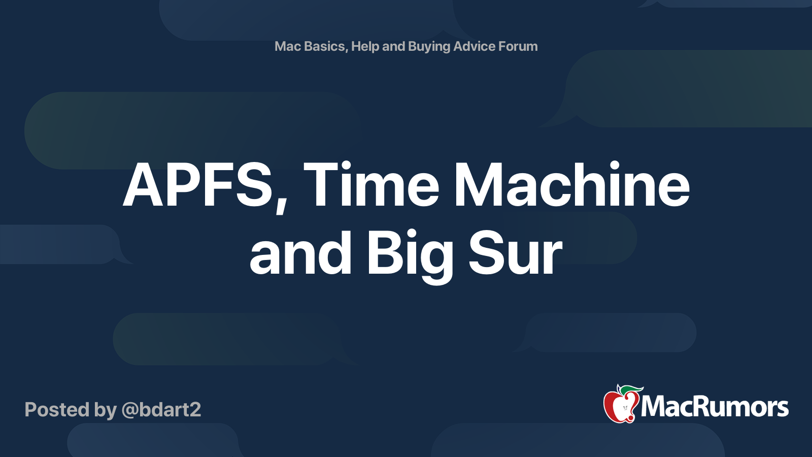 APFS, Time Machine and Big Sur | MacRumors Forums