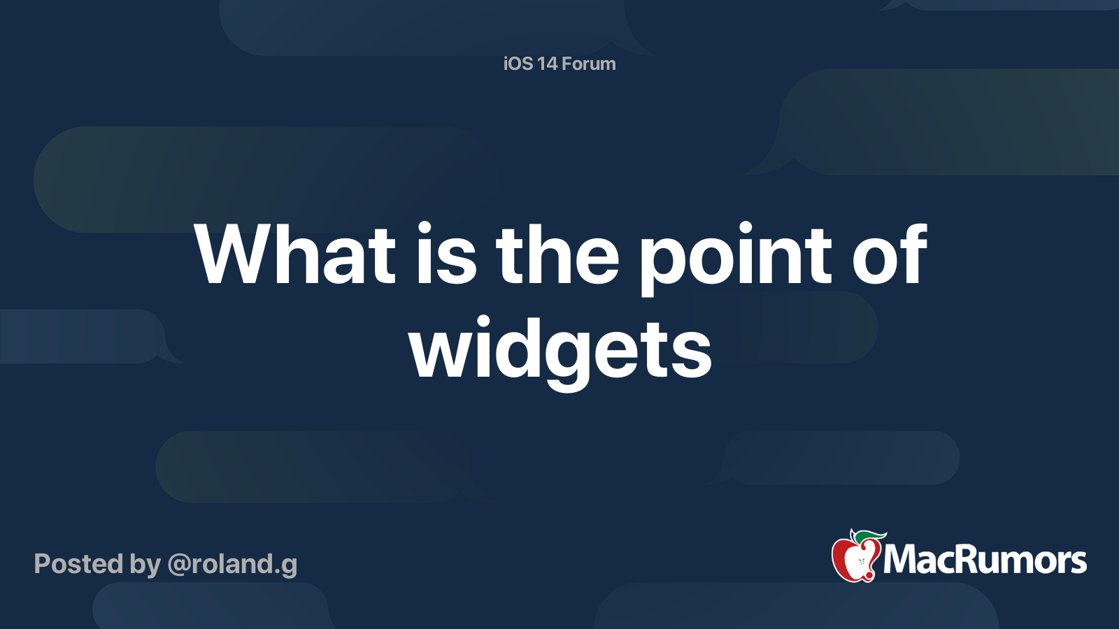 What is the point of widgets | MacRumors Forums