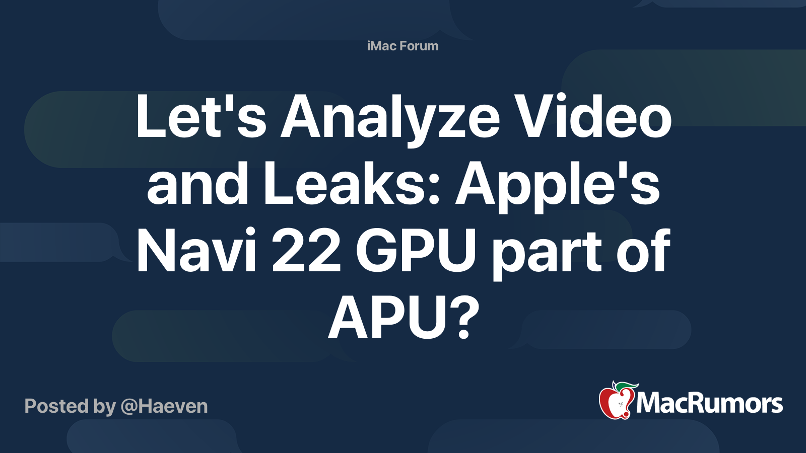 Let's Analyze Video and Leaks: Apple's Navi 22 GPU part of APU ...