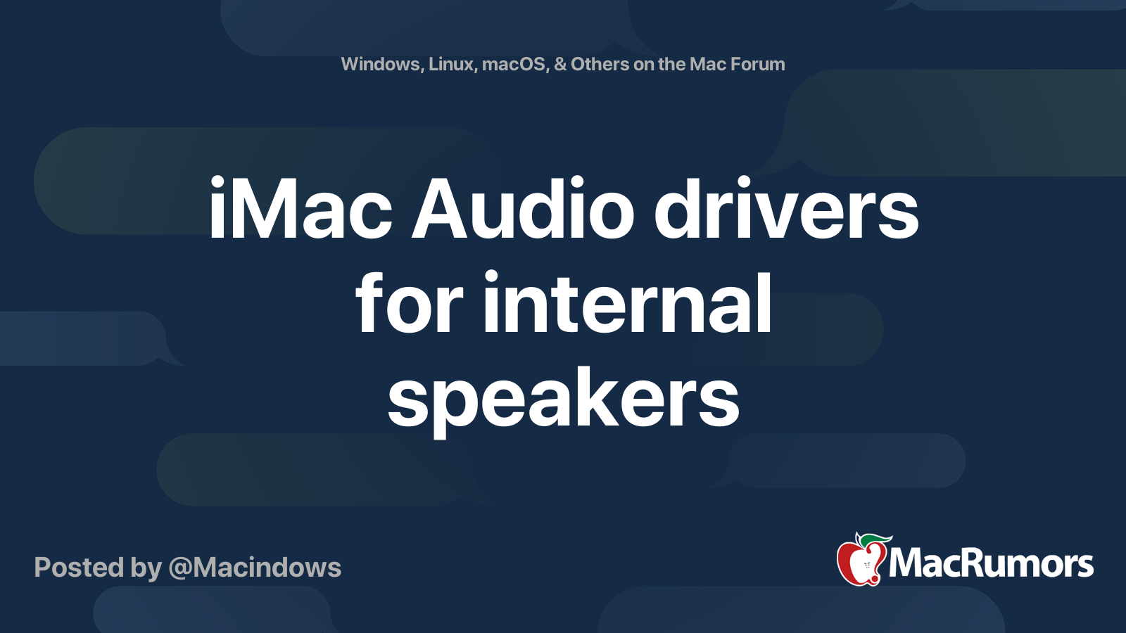 iMac Audio drivers for internal speakers | MacRumors Forums