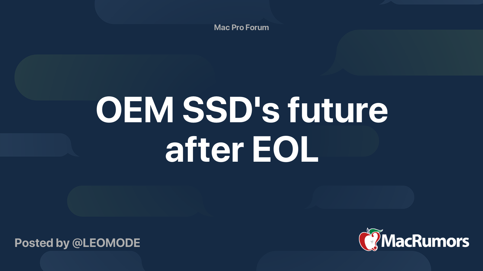 OEM SSD's future after EOL | MacRumors Forums