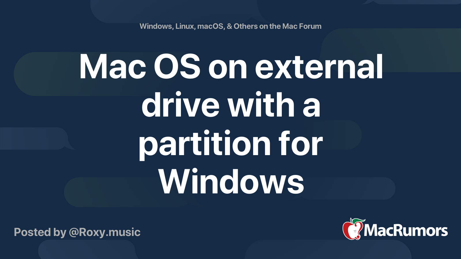 Mac OS on external drive with a partition for Windows | MacRumors Forums