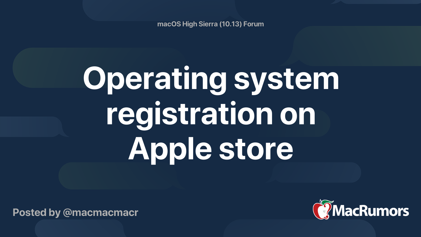 Operating system registration on Apple store | MacRumors Forums