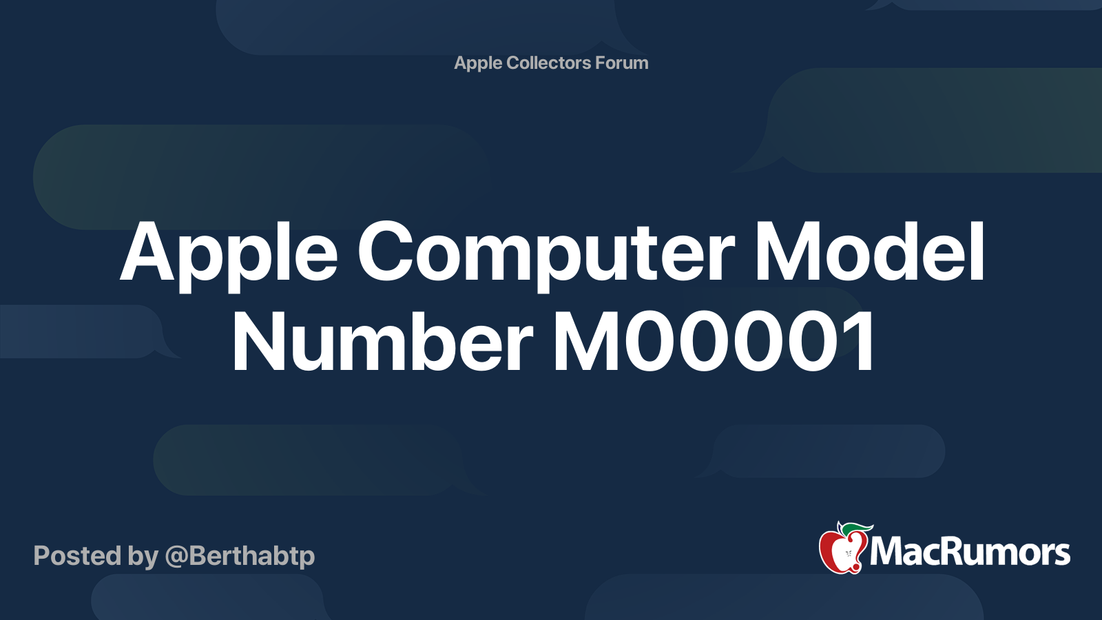 Apple Computer Model Number M00001 | MacRumors Forums