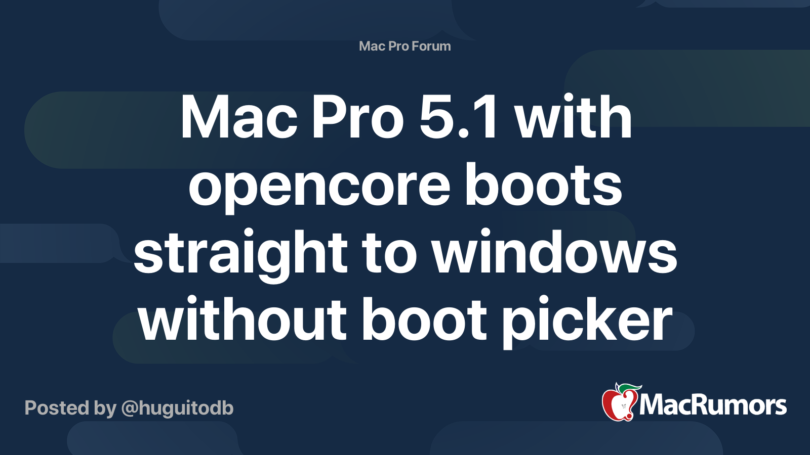 Mac Pro 5.1 with opencore boots straight to windows without boot picker | MacRumors Forums