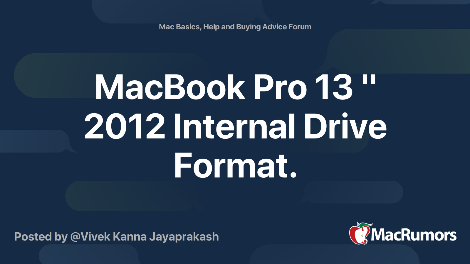MacBook Pro 13 " 2012 Internal Drive Format. | MacRumors Forums