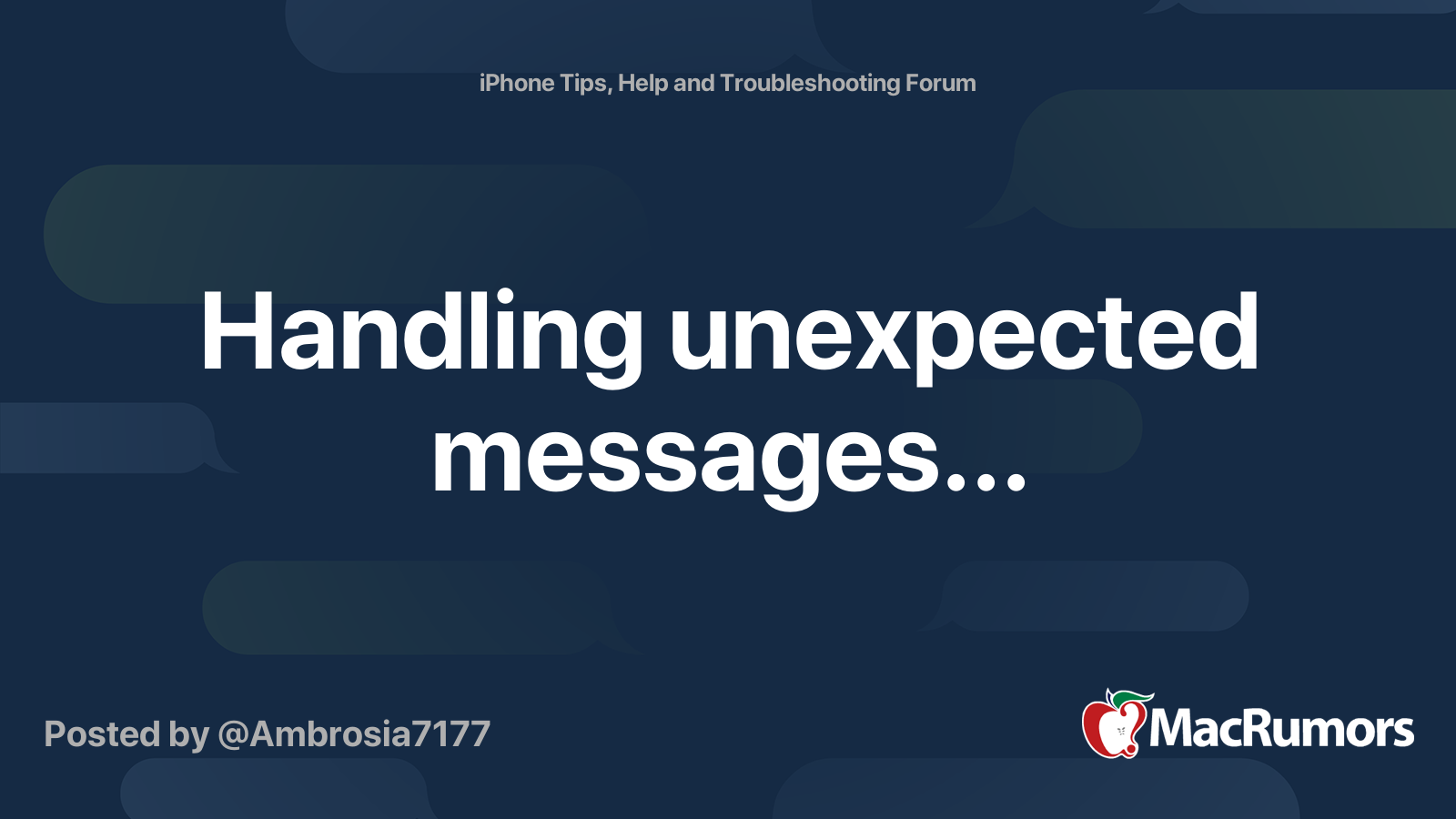 Handling unexpected messages... | MacRumors Forums