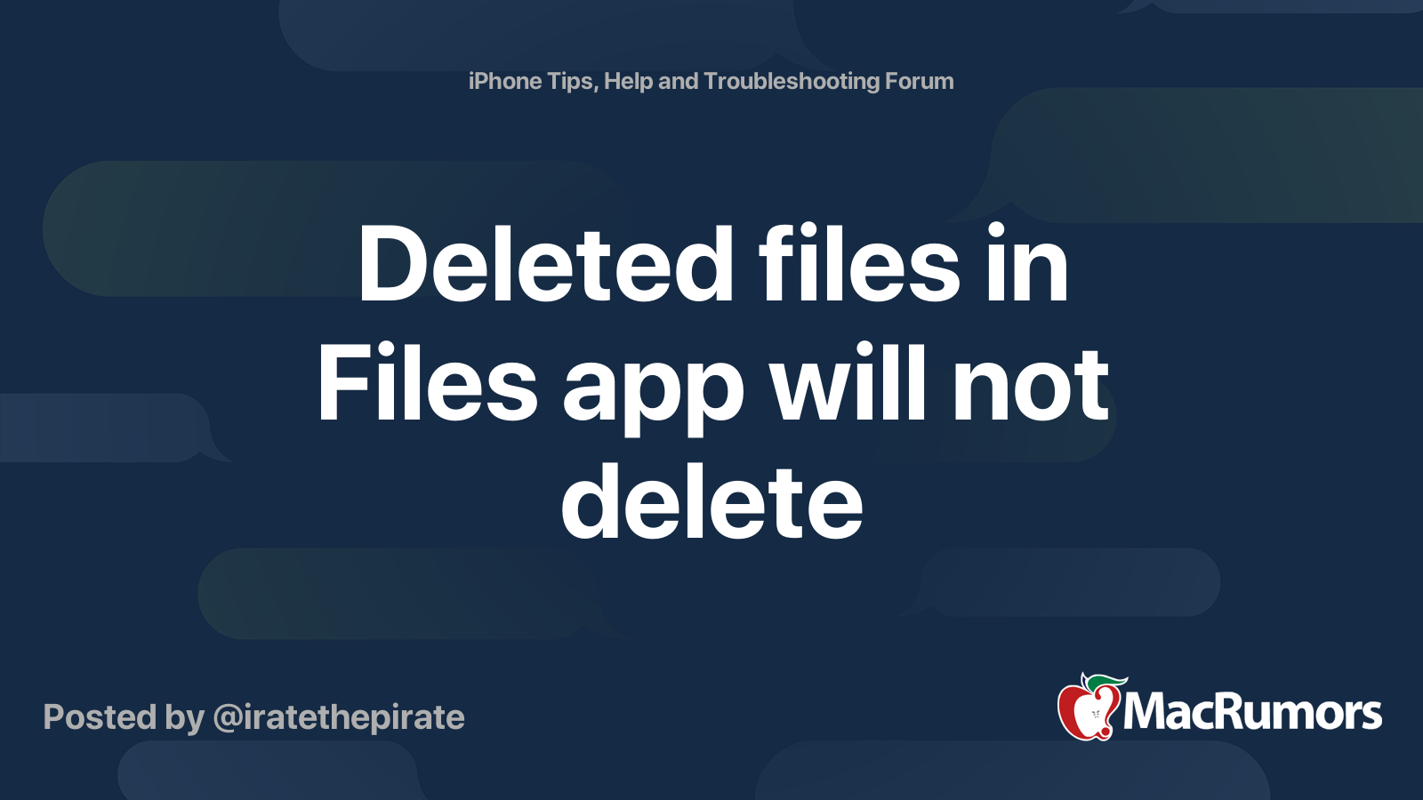 Deleted files in Files app will not delete | MacRumors Forums