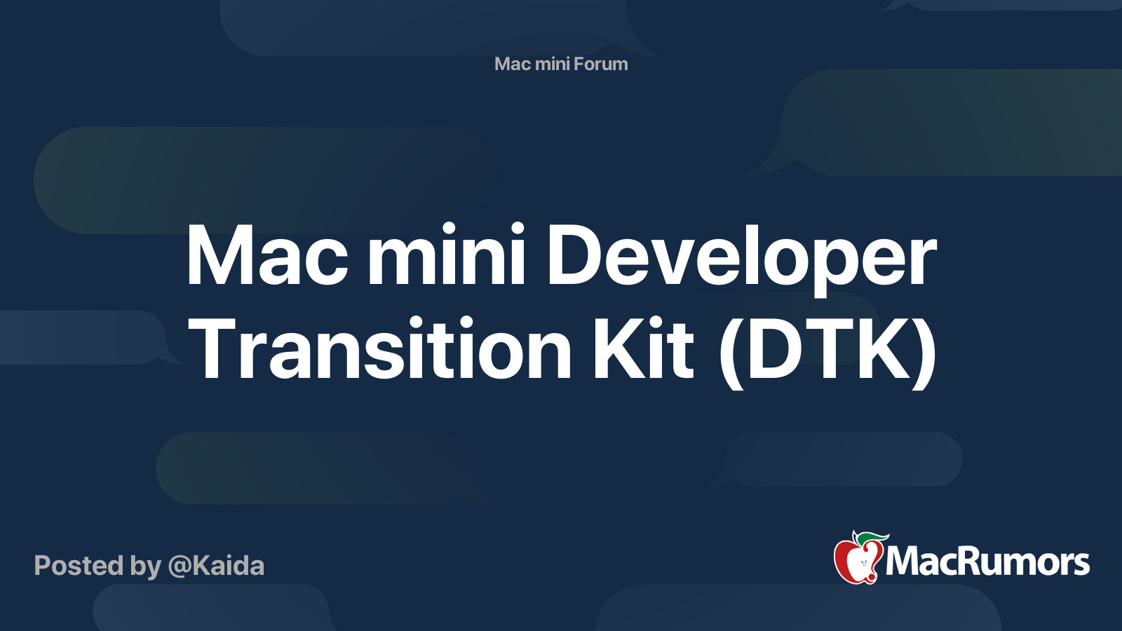 Mac mini Developer Transition Kit (DTK) | MacRumors Forums