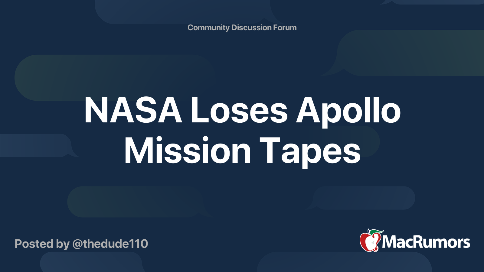 NASA Loses Apollo Mission Tapes | MacRumors Forums