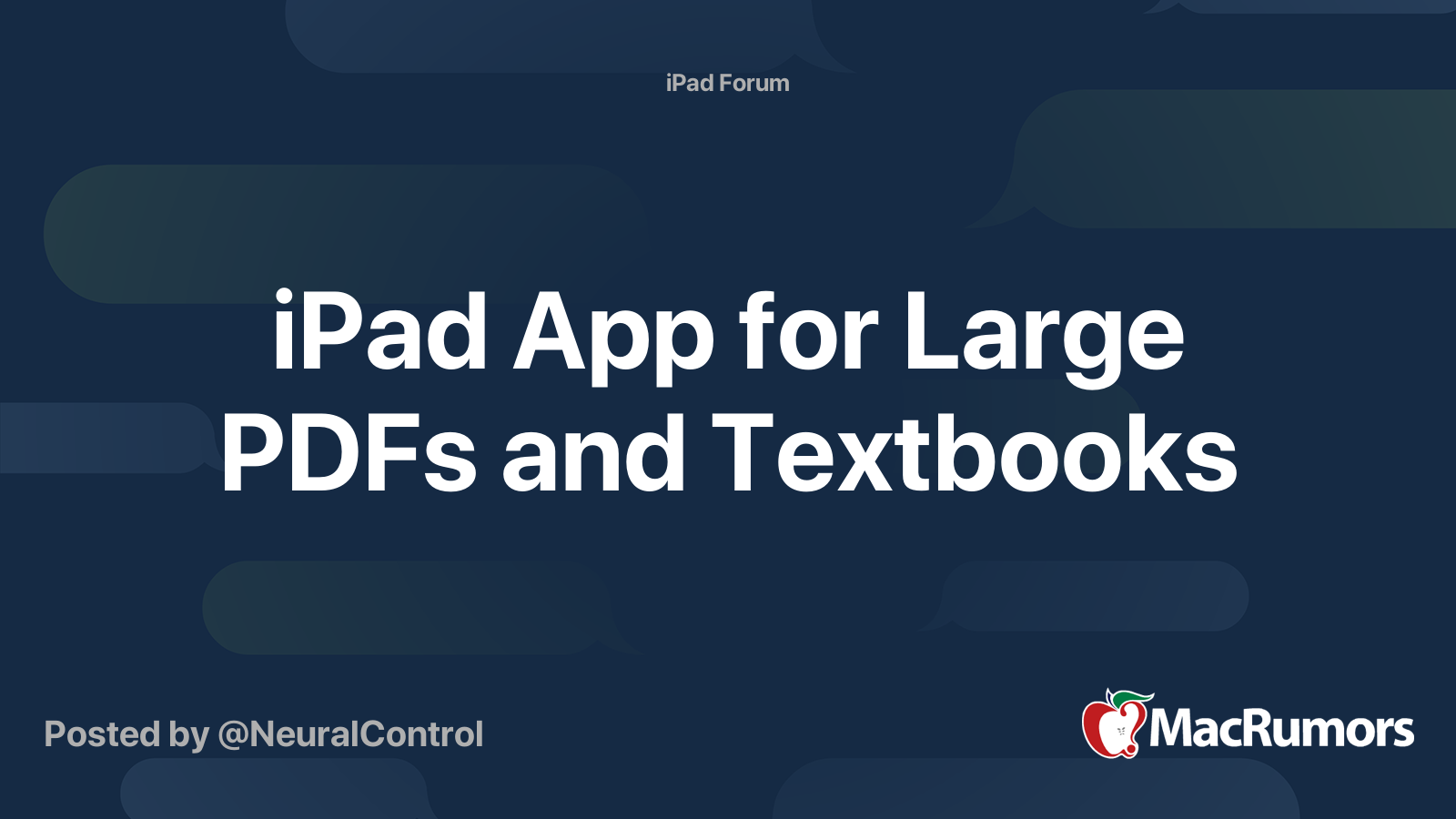 iPad App for Large PDFs and Textbooks | MacRumors Forums