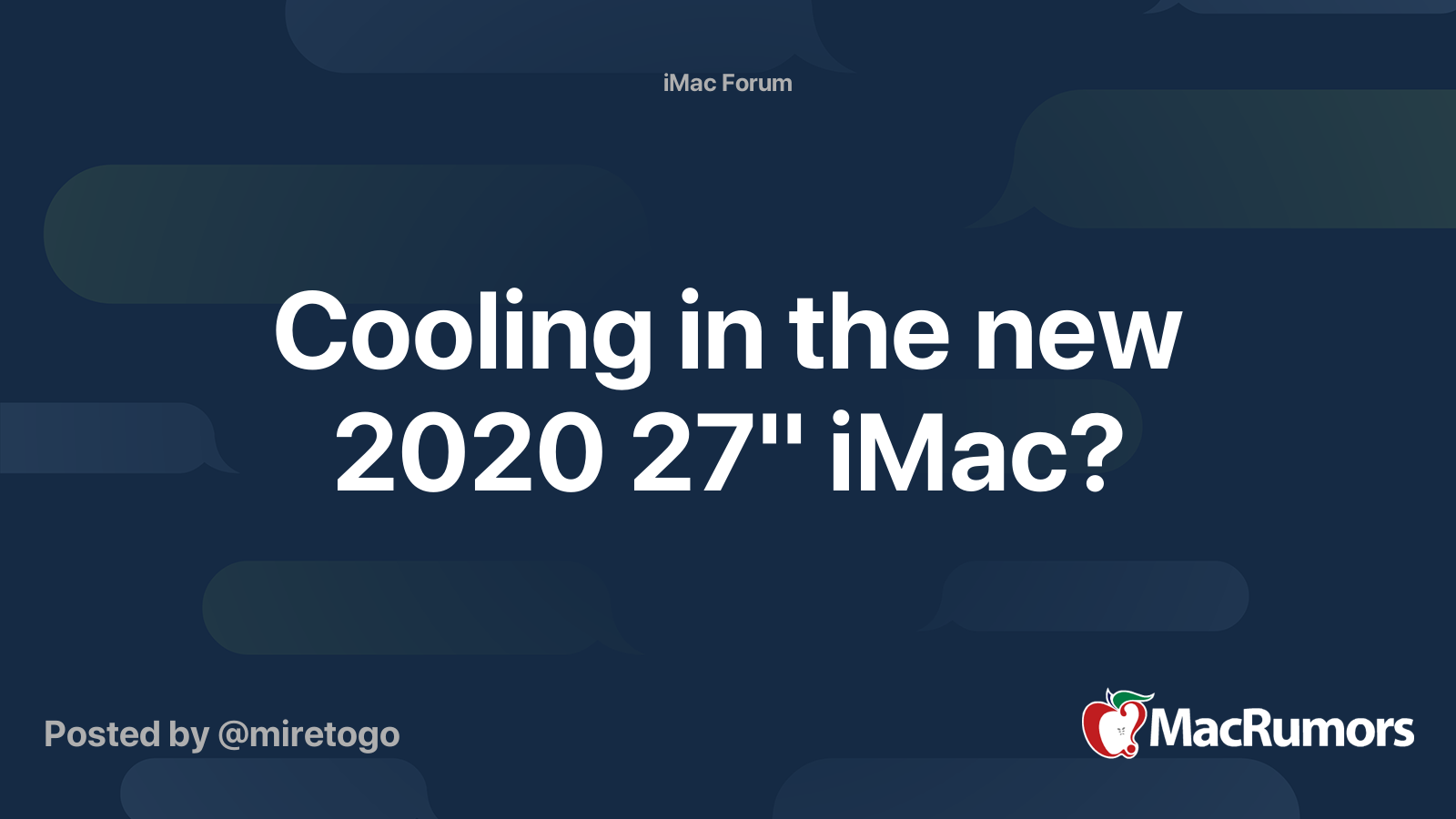 Cooling in the new 2020 27" iMac? | Page 5 | MacRumors Forums