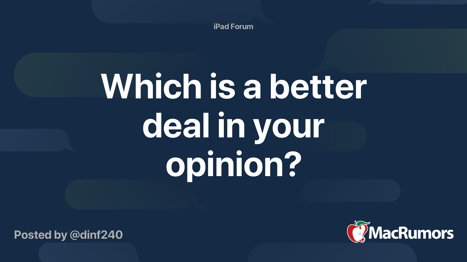 Which is a better deal in your opinion? | MacRumors Forums