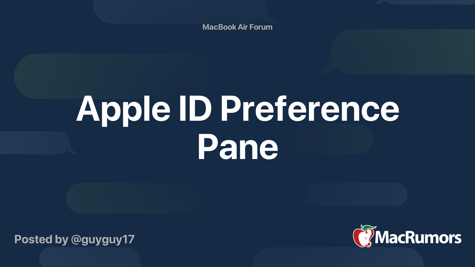 Apple ID Preference Pane | MacRumors Forums