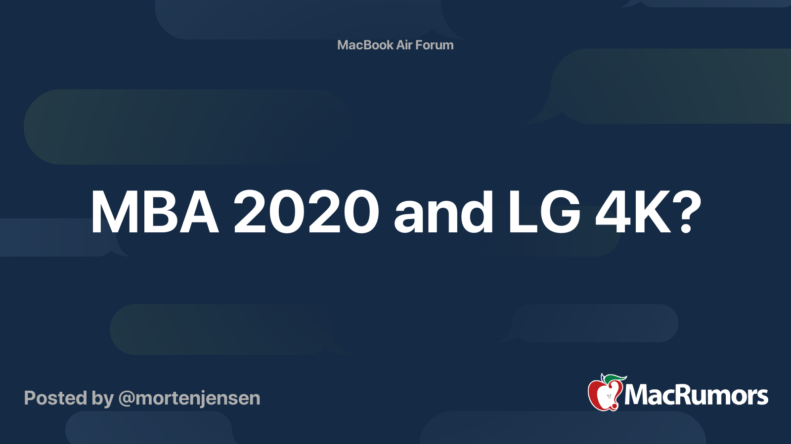 MBA 2020 and LG 4K? | MacRumors Forums