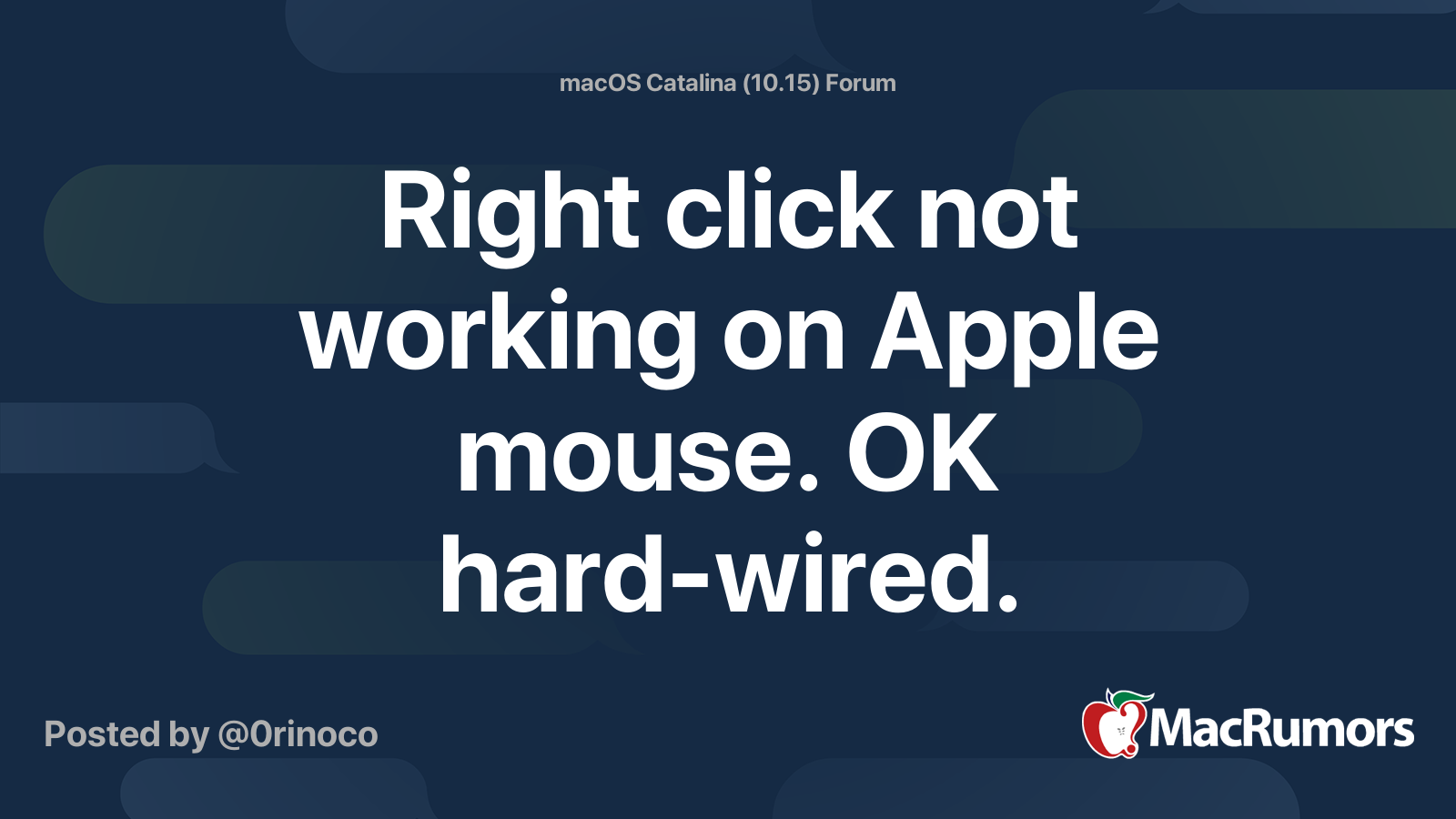 Right click not working on Apple mouse. OK hard-wired. | MacRumors Forums