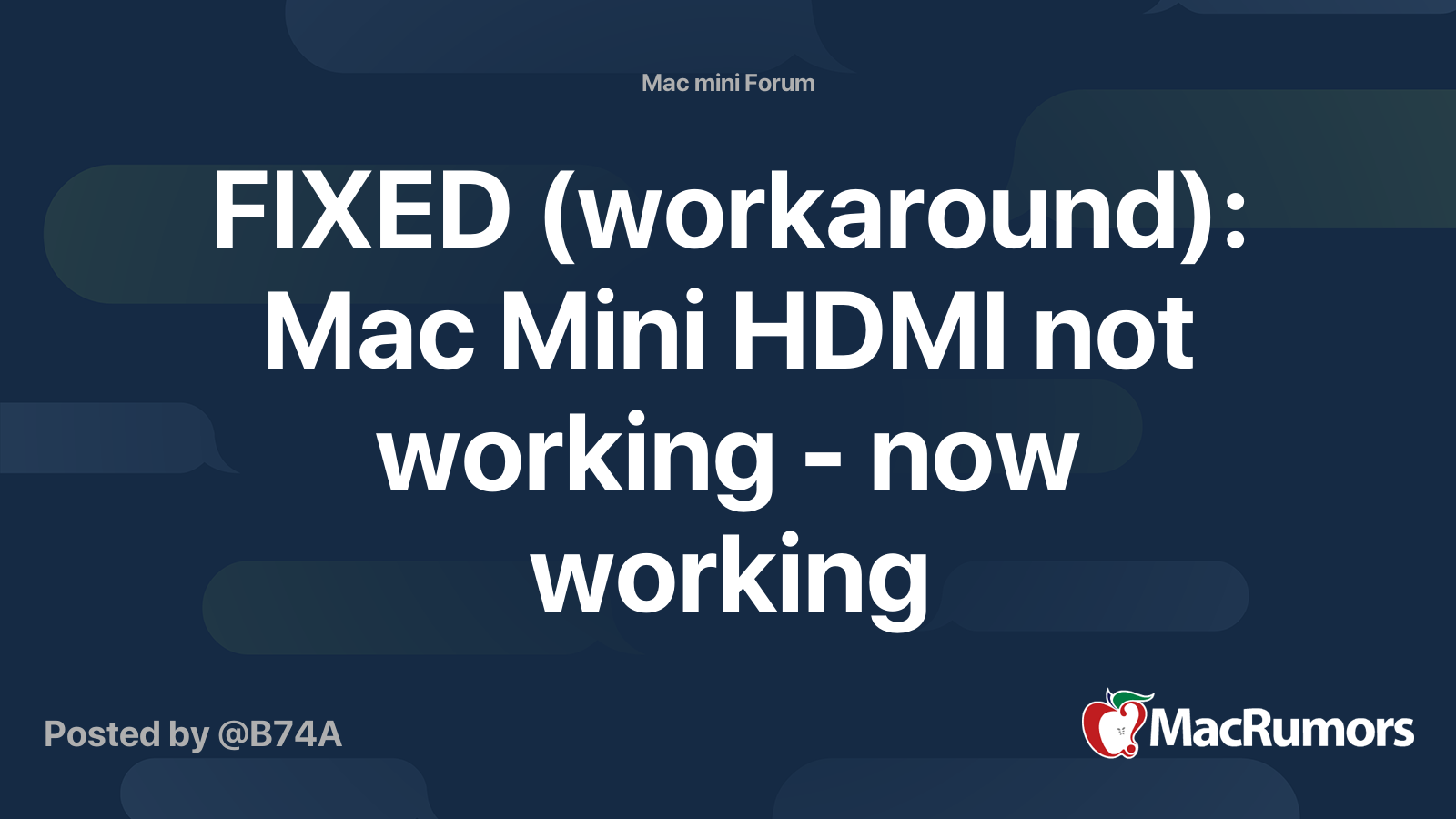 Fixed Workaround Mac Mini Hdmi Not Working Now Working Macrumors