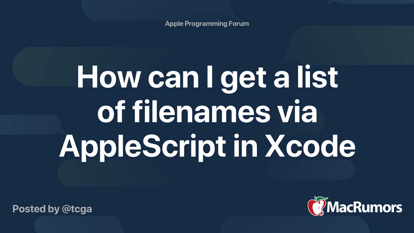 How can I get a list of filenames via AppleScript in Xcode | MacRumors Forums