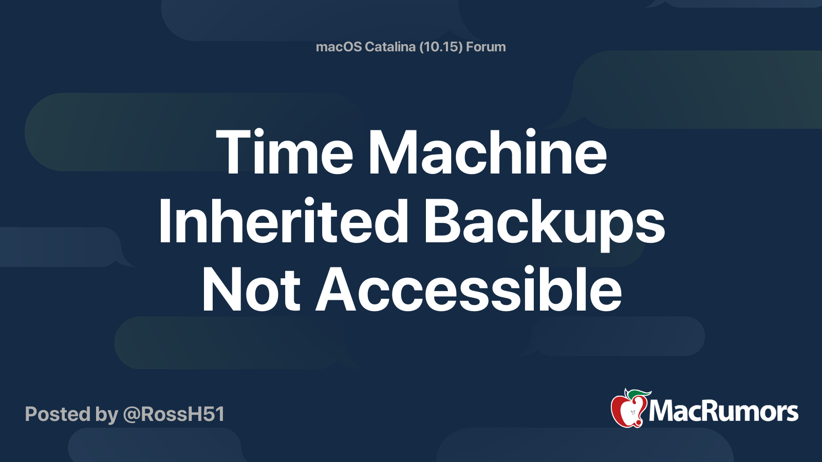 Time Machine Inherited Backups Not Accessible | MacRumors Forums