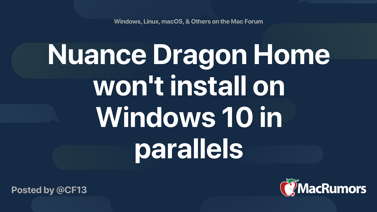 Nuance Dragon Home won't install on Windows 10 in parallels | MacRumors Forums