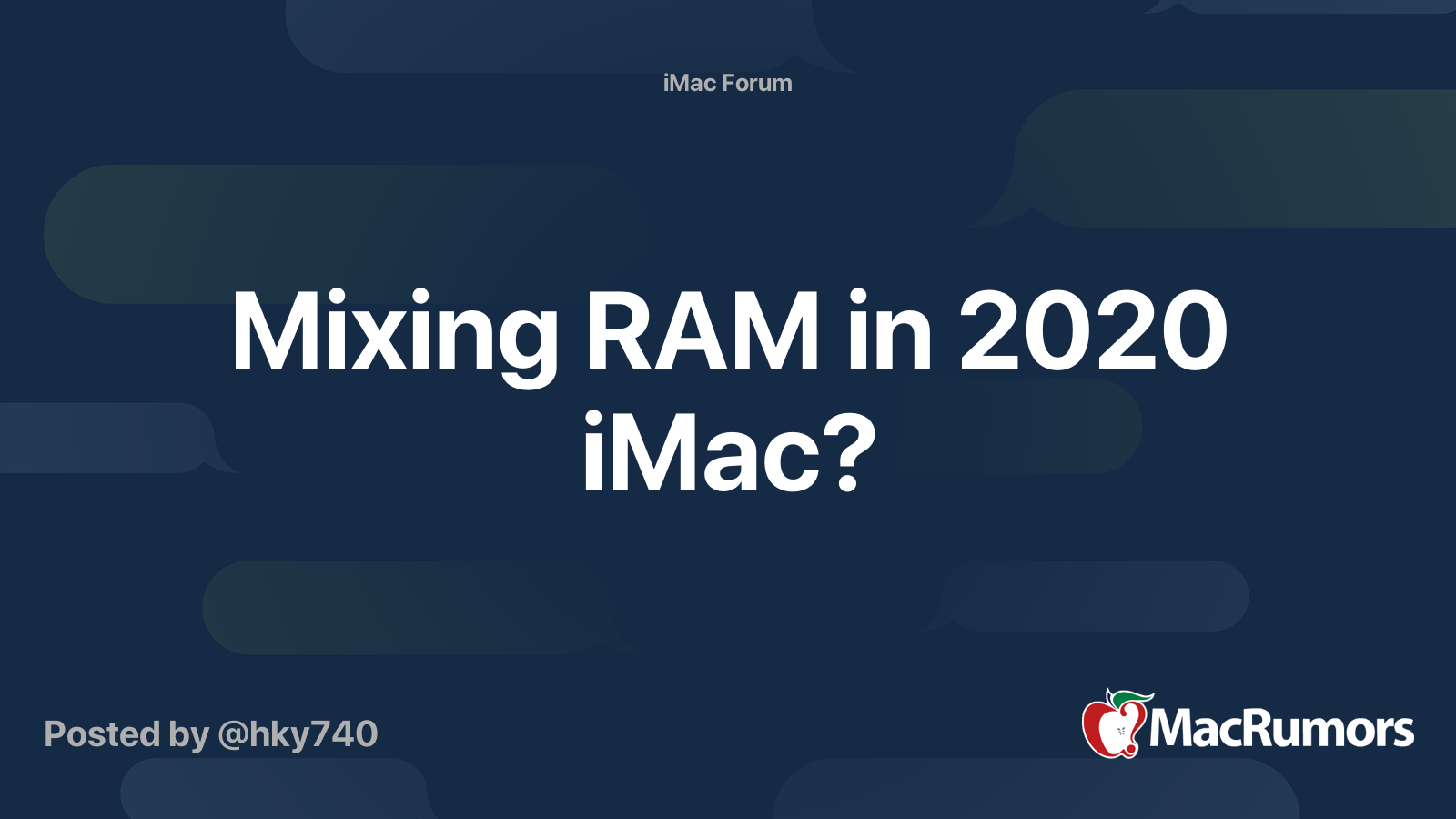 Mixing RAM in 2020 iMac? | MacRumors Forums