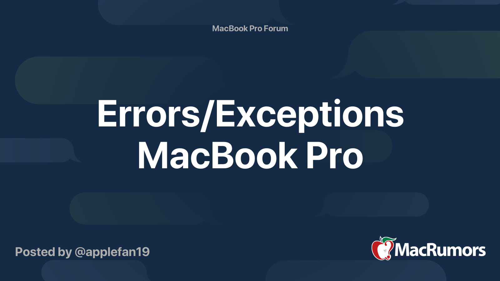 Errors/Exceptions MacBook Pro | MacRumors Forums