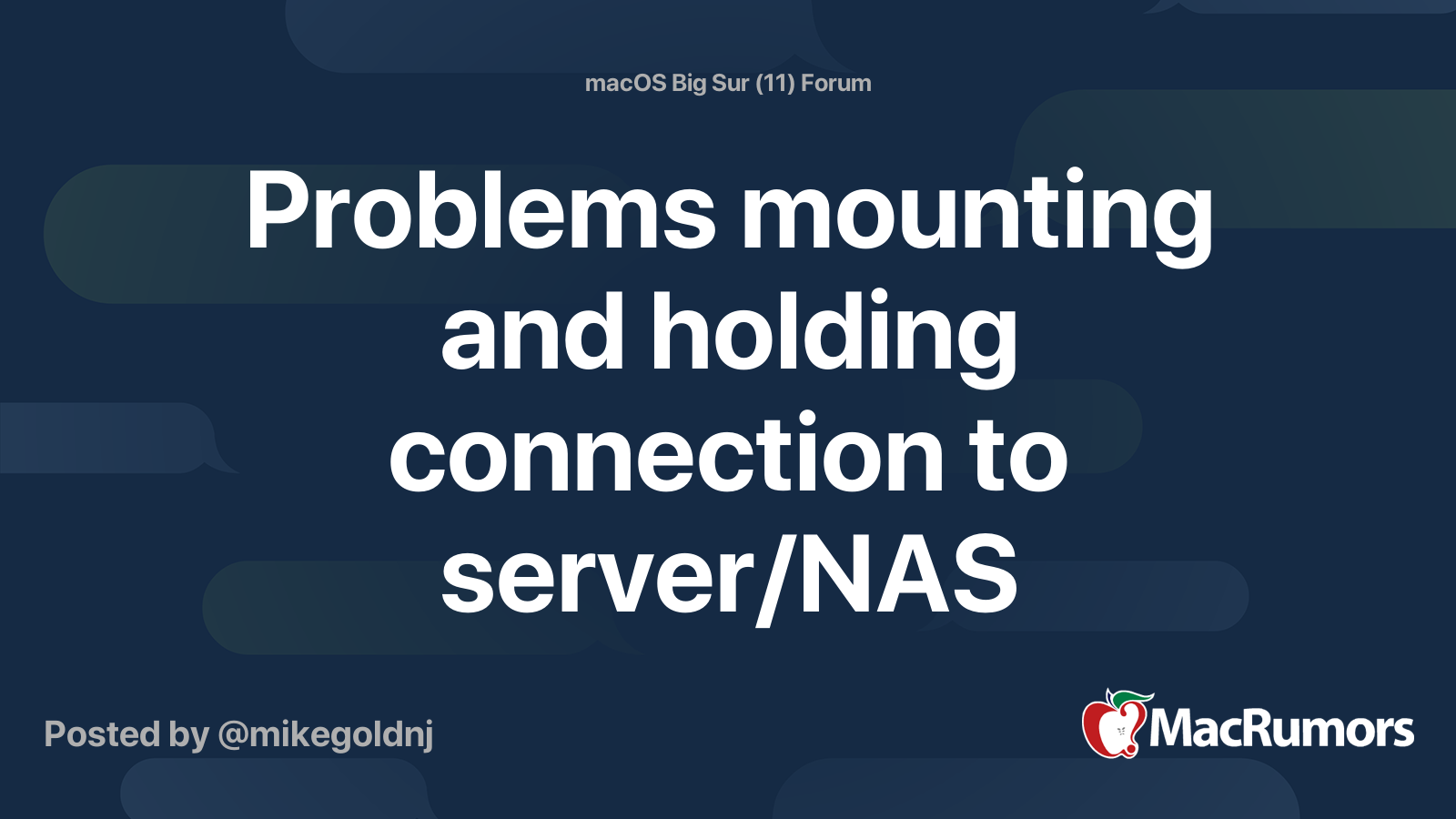 Problems mounting and holding connection to server/NAS | MacRumors Forums