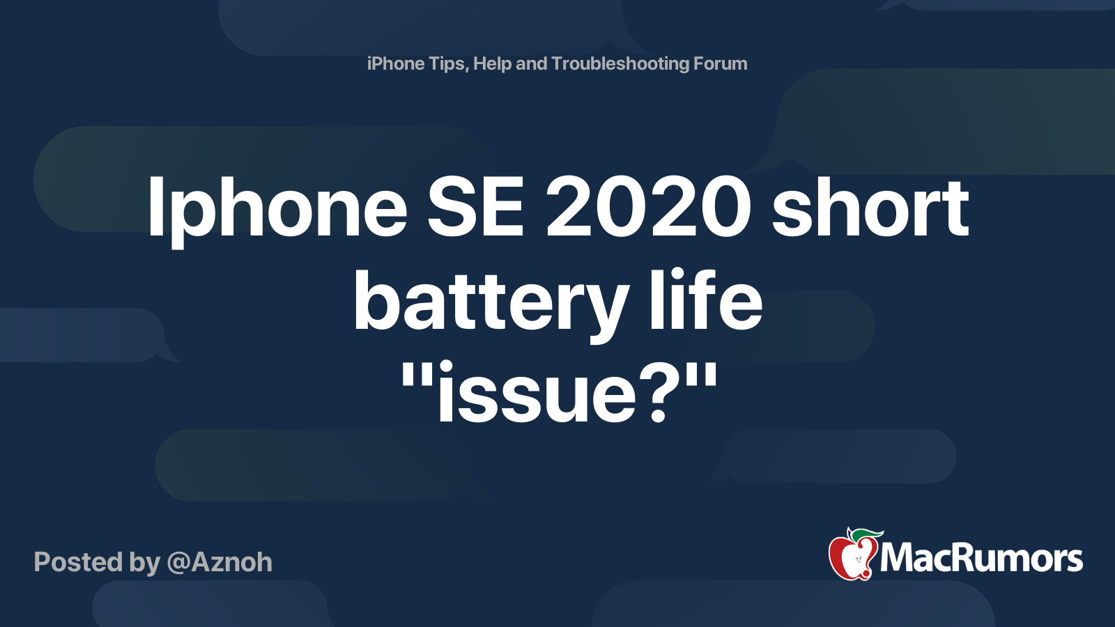 Iphone SE 2020 short battery life "issue?" | MacRumors Forums