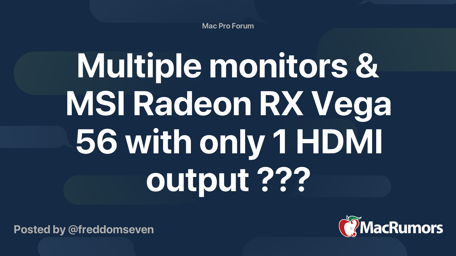 Multiple monitors & MSI Radeon RX Vega 56 with only 1 HDMI output ...