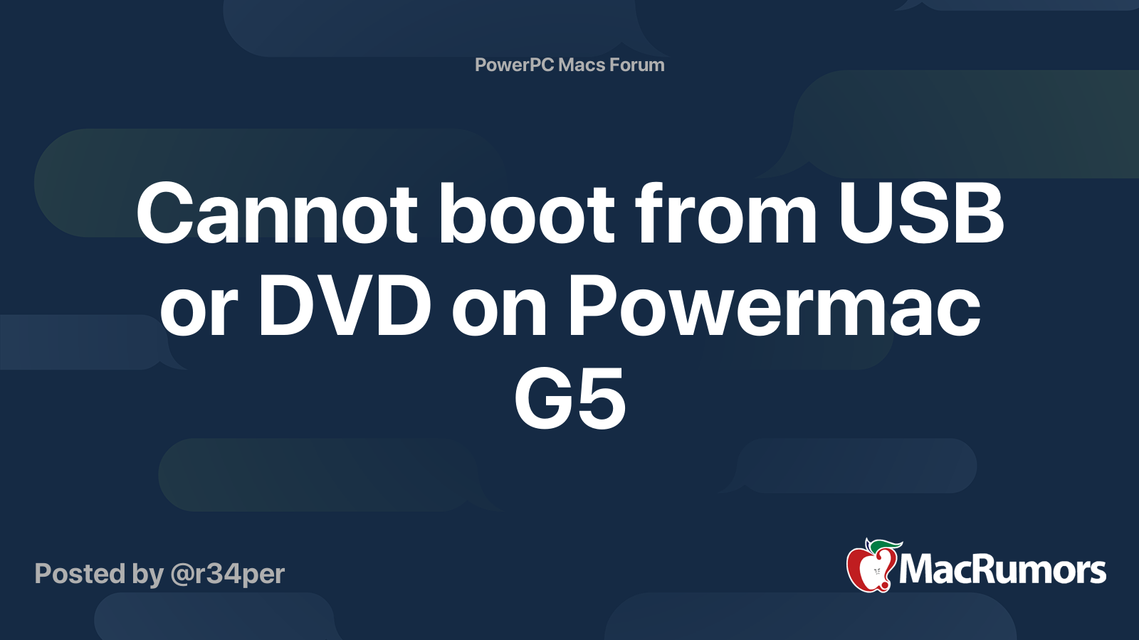 Cannot boot from USB or DVD on Powermac G5 | MacRumors Forums