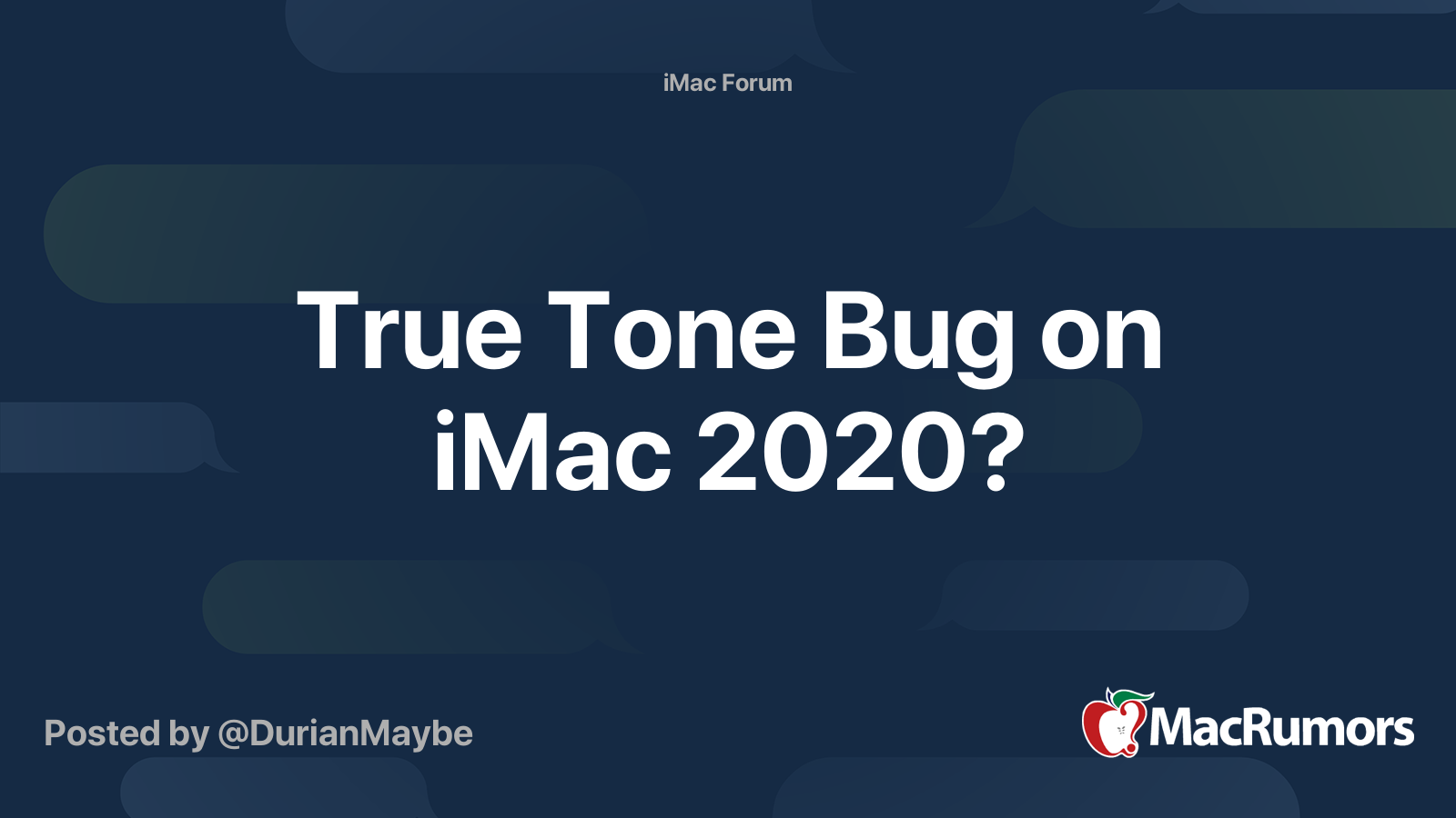 True Tone Bug on iMac 2020? | MacRumors Forums