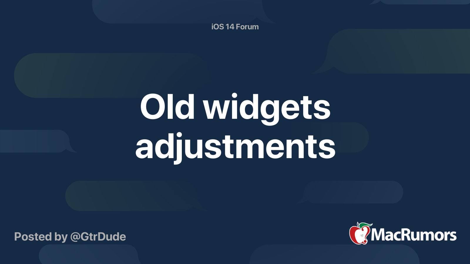 Old widgets adjustments | MacRumors Forums