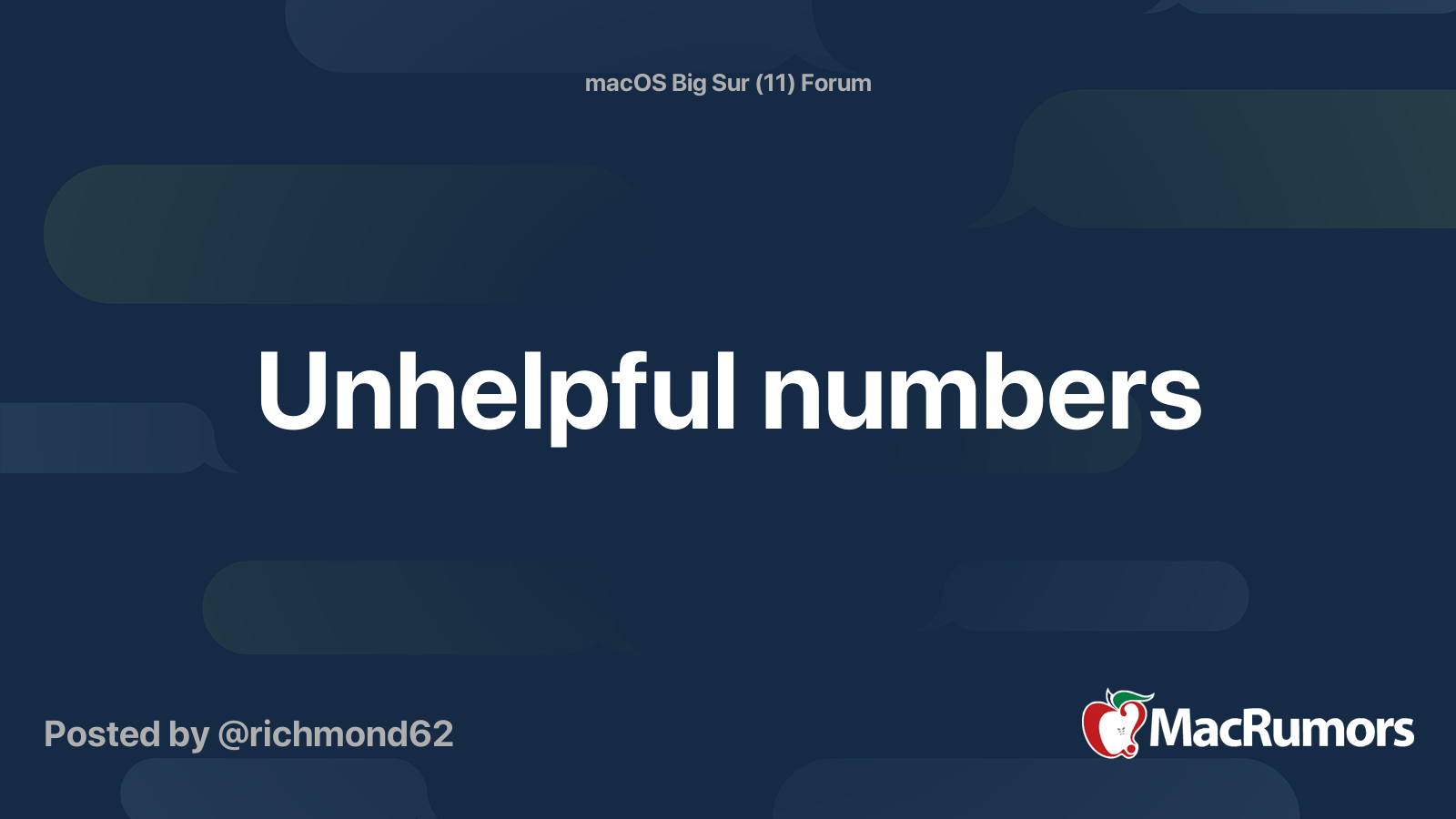 Unhelpful numbers | MacRumors Forums