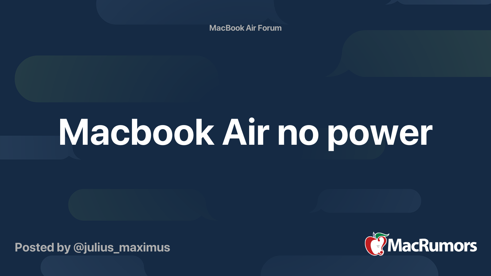 Macbook Air no power | MacRumors Forums