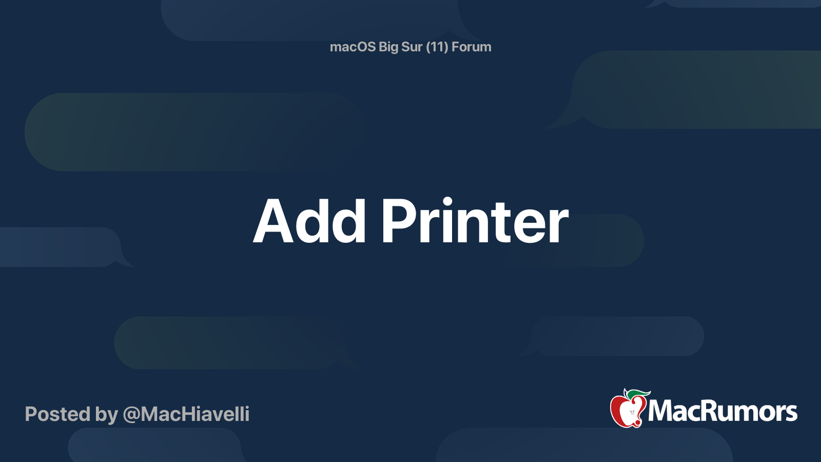 Add Printer | MacRumors Forums