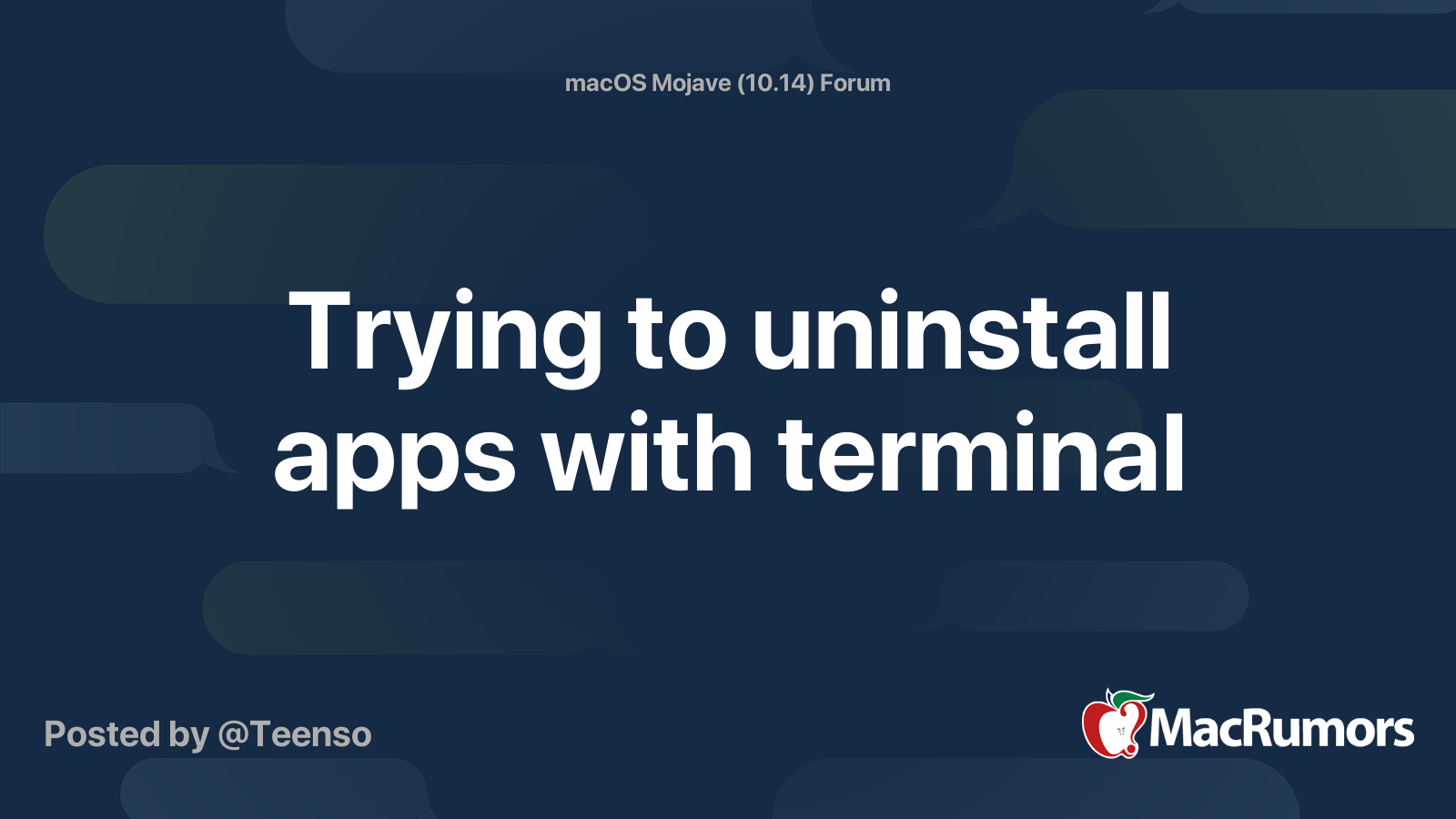Trying to uninstall apps with terminal | MacRumors Forums