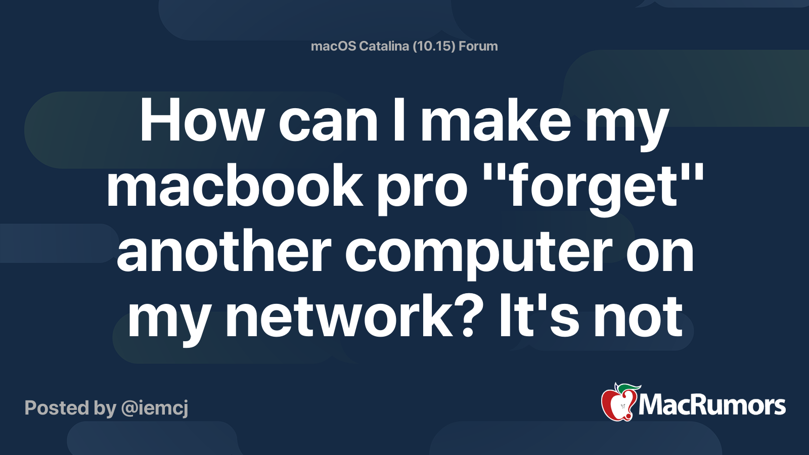 How can I make my macbook pro "forget" another computer on my network ...