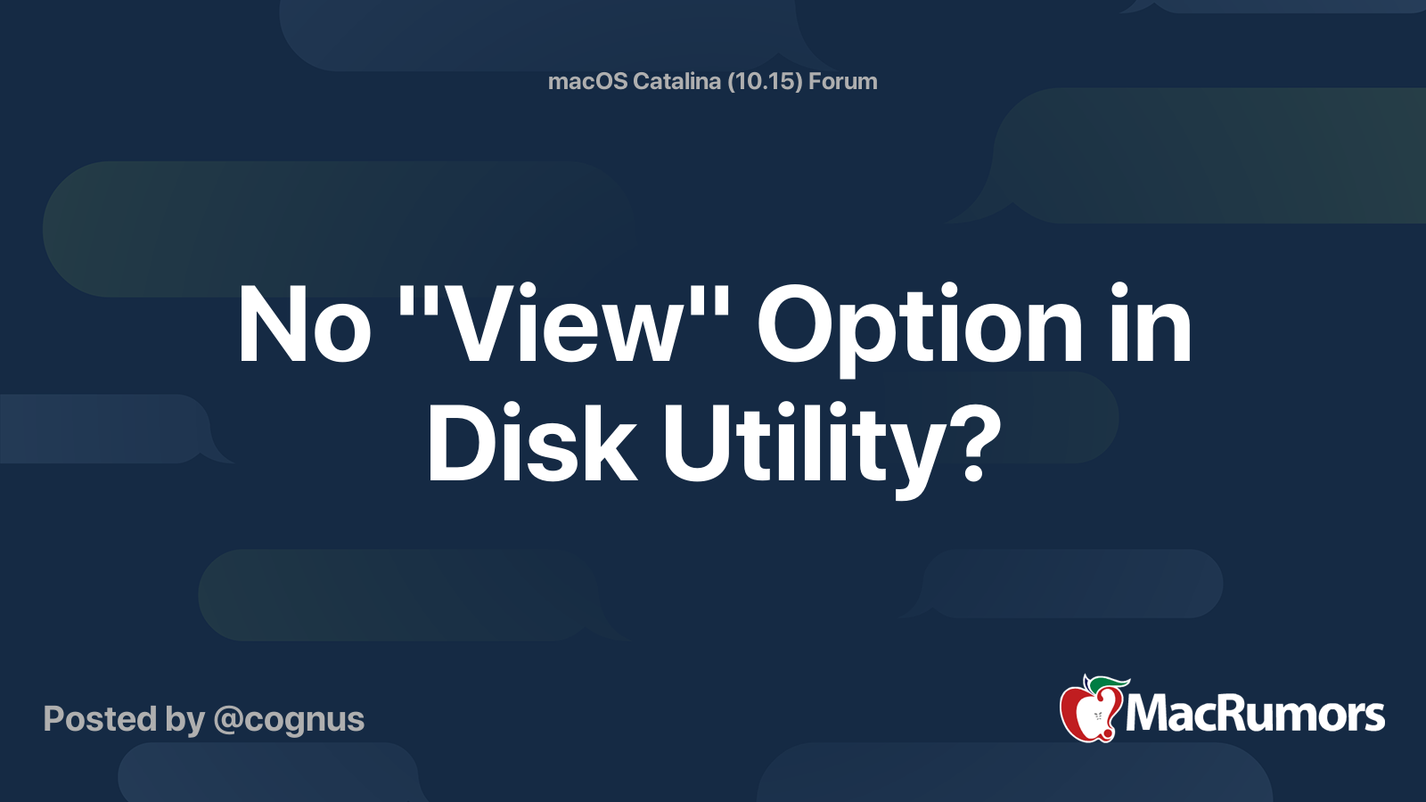 No "View" Option in Disk Utility? | MacRumors Forums