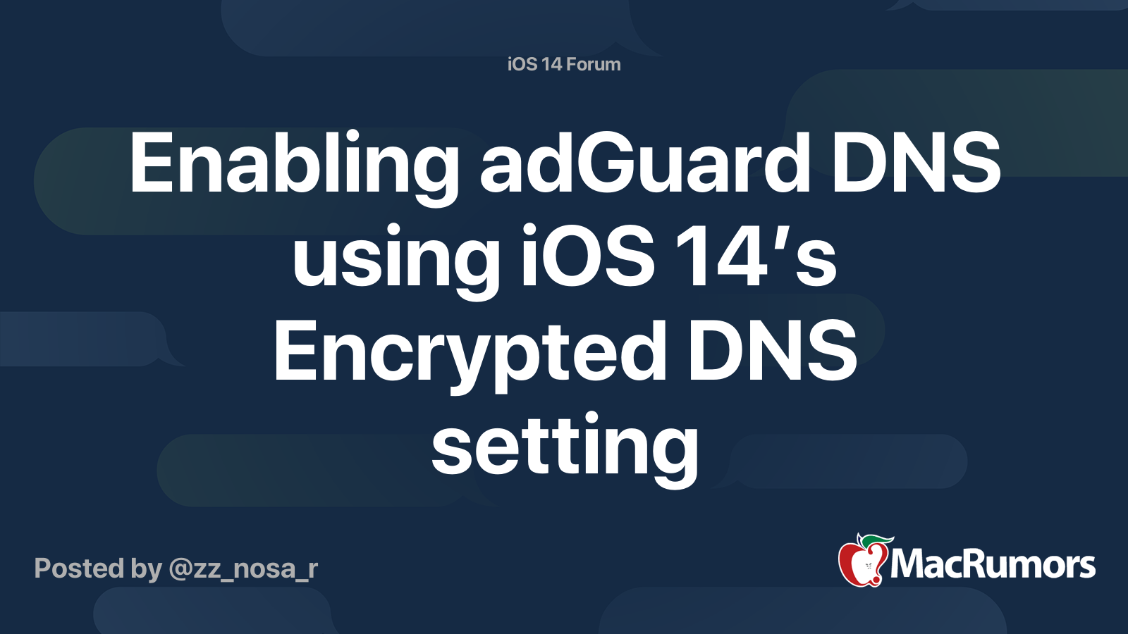 Enabling adGuard DNS using iOS 14’s Encrypted DNS setting | MacRumors Forums