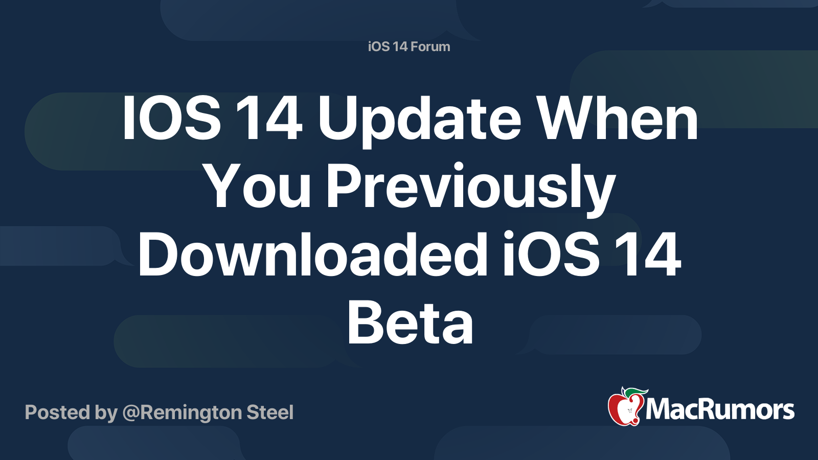 IOS 14 Update When You Previously Downloaded iOS 14 Beta | MacRumors Forums