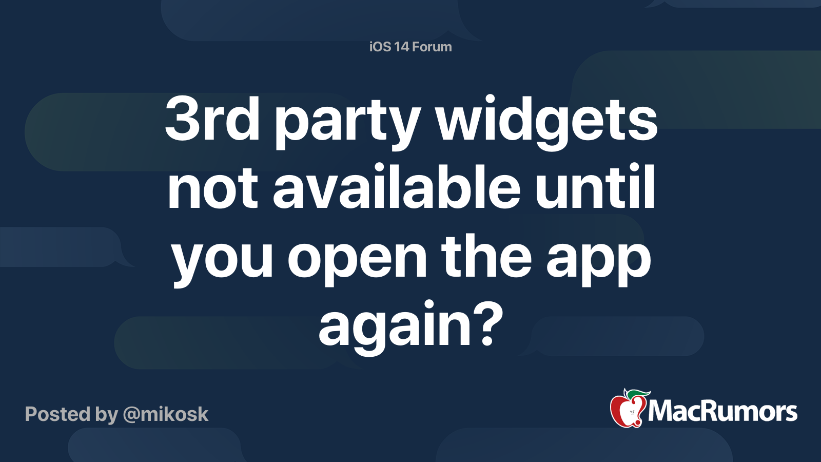 3rd party widgets not available until you open the app again? | MacRumors Forums