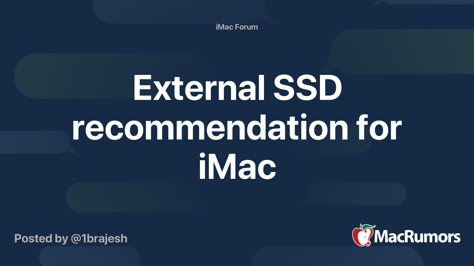 External SSD recommendation for iMac | MacRumors Forums